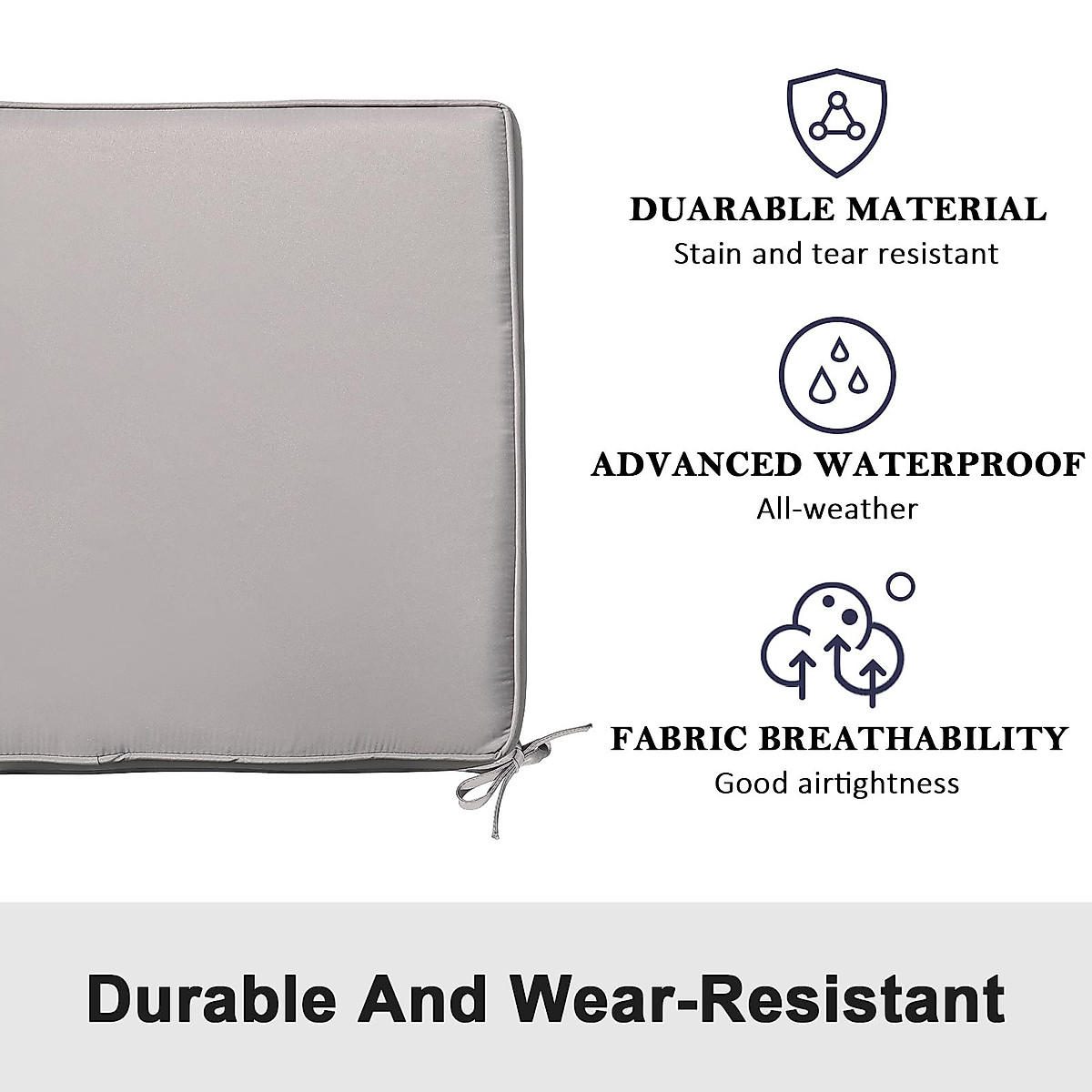 FKSLIFE Outdoor Chair Cushions Set of 2,Patio Chair Cushion Waterproof Outdoor Seat Cushions for Outdoor Furniture Outdoor Seat Cushions with Adjustable Straps (24 * 24 Inches, Light Gray)