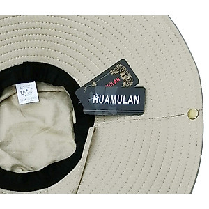 HUAMULAN 6" Wide Brim Sun Protection Hat Outdoor Unisex Bucket Hats for Hiking Beach Fishing Safari Garden Lawn Yard Work Kayaking,Beige