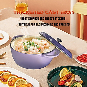 Enameled Dutch Oven with Lid ，Dual Handles ，Oven Safe up to 500° F or on Stovetop，Use to Marinate, Cook, Bake, Refrigerate ， Blue