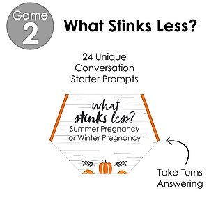 Big Dot of Happiness Fall Pumpkin - Halloween or Thanksgiving Baby Shower Conversation Starter - 2-in-1 Dirty Diaper Game - Set of 24