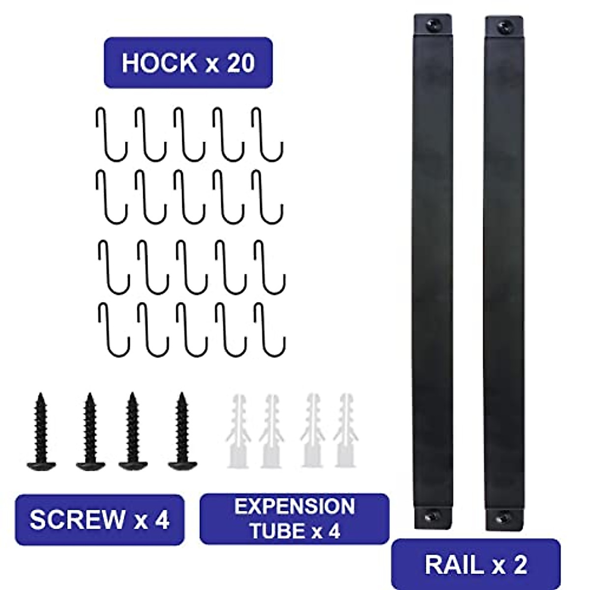 Utensil Holder, Kitchen Rail with 10 Hooks, Kitchen Pots Pans Organizer Hanger, Wall Mounted Wrought Iron Hanging Utensil Holder Rack with Black 17 Inch for Coffee Mug Rack Cup Hanging Kitchen Black, Set of 2