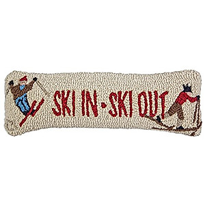 Chandler 4 Corners Artist-Designed Ski in Ski Out Hand-Hooked Wool Decorative Throw Pillow (8” x 24”) Ski Pillow for Couches & Beds - Easy Care & Low Maintenance Winter Pillow for Cabins & Lodges