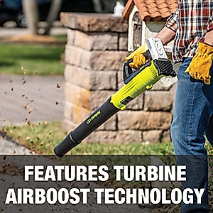 Sun Joe 24V-TB-LTE 24-Volt iON+ Jet Blower Cordless Compact Turbine Leaf Blower 100-MPH, Kit (w/2.0-Ah Battery + Quick Charger)