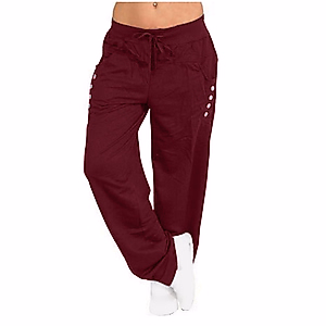 2025 Sweatpants Women Drawstring Elastic Waist Loose Fit Crop Straight Pants Running Workout Casual Trousers