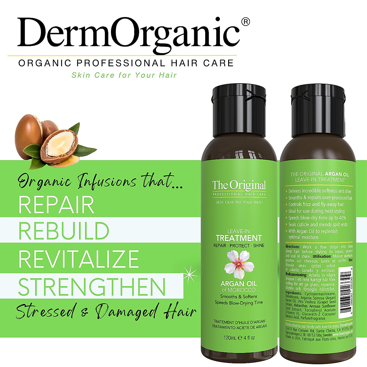 DermOrganic Organic Argan Oil - LEAVE IN TREATMENT 4 oz (1 PACK)