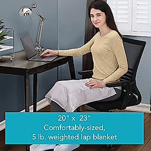 Dream Lab Calming Acupressure Cooling Reversible Weighted Lap Blanket with Glass Beads, 5 Pounds, Grey