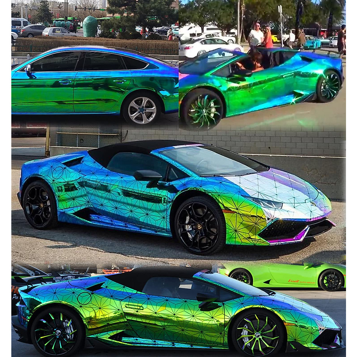 ASENDIWAY Holographic Rainbow Chrome Car Adhesive Vinyl Wrap Gloss Decal Sticker Film Sheet Air Bubble Free DIY Vinyl