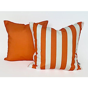 Ensperta Pack of 2 Outdoor 20&#039;&#039;x20&#039;&#039; Solid Waterproof Orange Throw Pillow Covers Decorative Square Patio Pillows for Patio Furniture