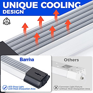 Barrina LED Shop Lights for Workshop 4FT, 84W, 10000LM, 5000K Linkable Light Fixture for Garage, Basement, Hanging or Flush Mount, ETL, 4 Packs