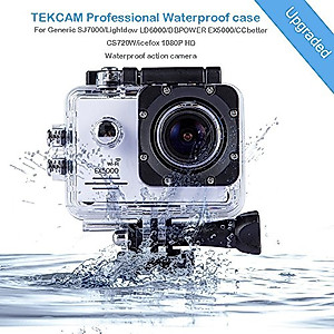 TEKCAM Action Camera Waterproof Case Underwater Protective Housing Case Compatible with AKASO EK7000/REMALI CaptureCam/Apexcam/Vemont/HLS/Jadfezy/AWOLFANG GA300 Action Camera