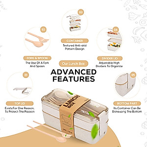 TARLINI Kids Bento Box | Leakproof Lunch Containers | Cute Lunch Boxes for Kids With Utensils, Chopsticks & Dividers | Bento Boxes for Adults, Dishwasher & Microwave Safe Japanese Bento