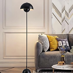 COSYLUX Modern Floor Lamp for Living Room, Industrial Tall Standing Lamp for Bedroom, Metal Shade Reflecting Light Reading Floor Lamp for Office, Nursery Room, Corner(Black)