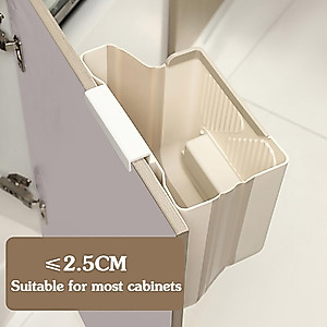 PEFWO Hanging Kitchen Trash Can, Collapsible Trash Can for Kitchen, 2.1 Gallon Foldable Waste Bin for Kitchen/Bathroom/Car (White)