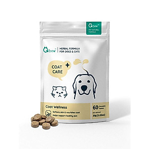 Holistic All-Natural Herb Formula Skin & Coat Support for Dogs & Cats - Aid for Dry, Flaky, Itchy Skin, Hot Spot, Allergies. Provides Anti-Itch, Anti-inflammatory Relief - WellnergyPets Coat Care 60ct
