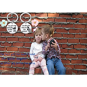 Stitch and Lilo Inspired Keychain Gift - You are The Lilo to My Stitch Keychains Cosplay Stich Jewelry Blue Pink Hibiscus Flowers Key Chains for Fans Collectors Friends Bestie BFF Keyring (2 Pack)