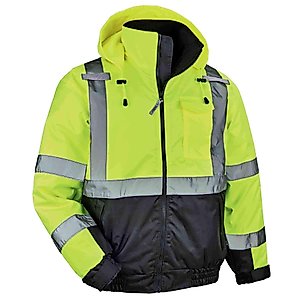 Ergodyne unisex adult High Visibility Reflective Winter Jacket, Insulation GloWear 8377 Type R Class 3 Lime Quilted Bomber Jacket 4XL, Lime, 4X-Large US