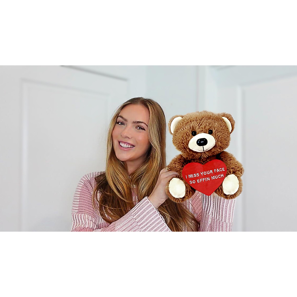 I Miss Your Face So Effin Much - 10" Teddy Bear & Gift Bag - Funny Stuffed Animal Plush Gift for Girlfriend, Boyfriend, Best Friend - Birthday, Anniversary, Valentines, or Long Distance - Witty Bears