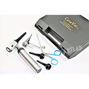 Artlab -Veterinary Operating Otoscope with Reusable Ear Speculas-Alligator Forceps and 2 Replacement Bulbs - Perfect for Home and Professional Use (Carrying Hard Case)