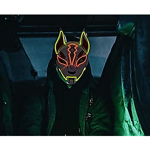 GLDYTIMES Fox Mask Light Up Drift Masks Wolf LED Colour Cosplay Glowing Decorations Masks Gift Costume Child Adult Festival Party Mask