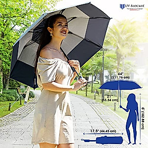 UV-Blocker Travel Sun Protection UV Umbrella Auto Open Double Vented Canopy Windproof Sun Umbrella UV Protection 55+ UPF