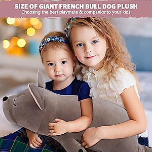 Auspicious beginning 30'' Giant French Bulldog Plush Stuffed Animal- French Bulldog Dog Plush Pillow Plushies, Large Sleeping French Bulldog Large Plushie Toy, Birthday Gifts for Kids Girls Boys