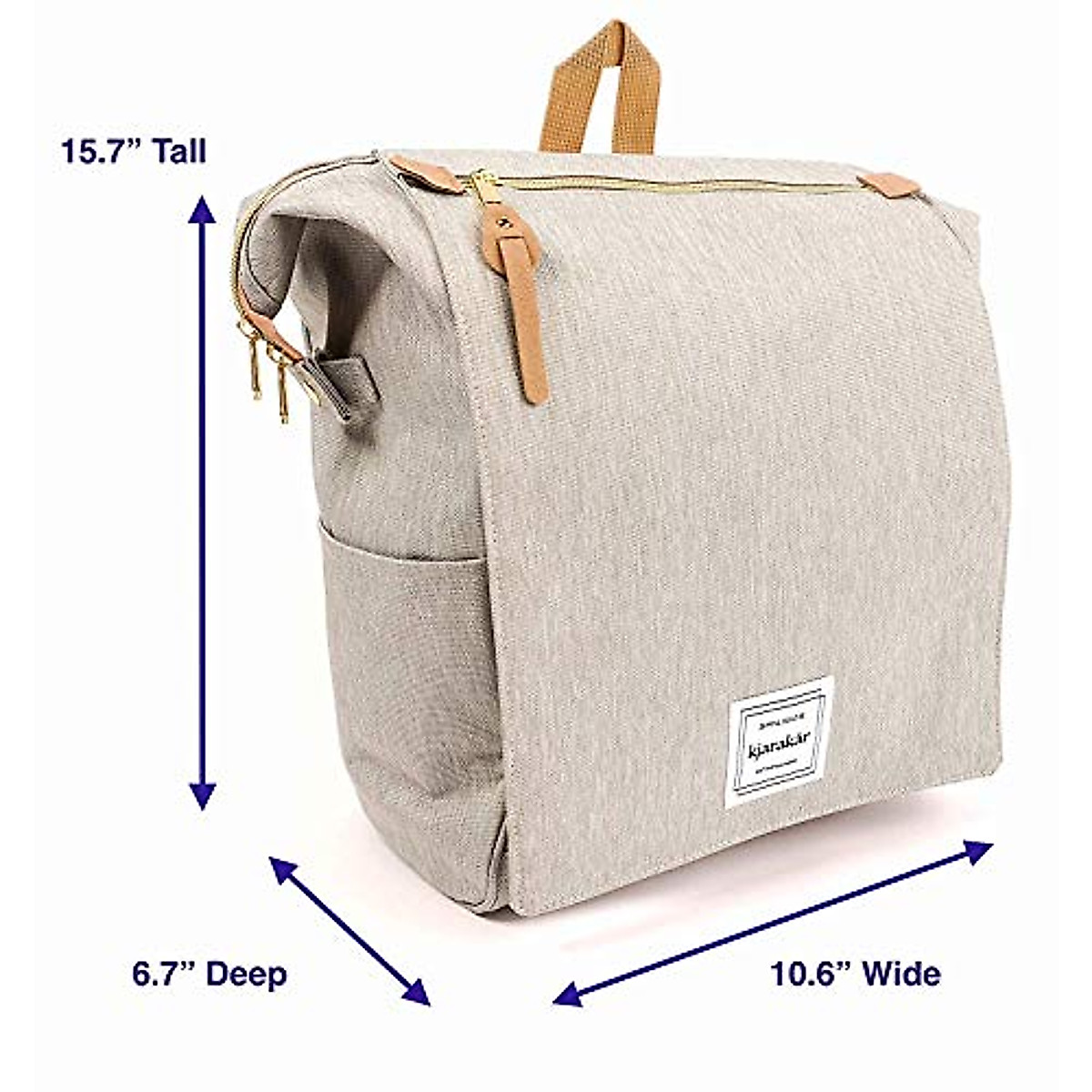 KJARAKÄR Classic Casual Backpack | Metal Zippers |Flexible Design for Gym Work School Diaper Bookbag