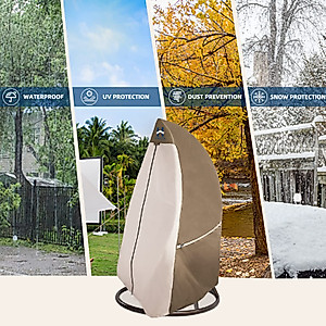 HAMLER Patio Egg Chair Cover, Heavy Duty Outdoor Hanging Egg Chair Cover , Wicker Swing Chair Covers with Zipper, Outdoor Chair Covers Waterproof Fits up to 45W x 33D x 68H Inches