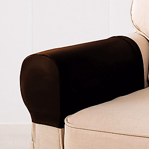 ZHOUZHOU Set of 2 PU Leather Sofa Armrest Cover Waterproof Furniture Arm Protector Stretch Couch Recliner Armchair Arm Covers Chairs Sofas Arm Slipcovers,Brown