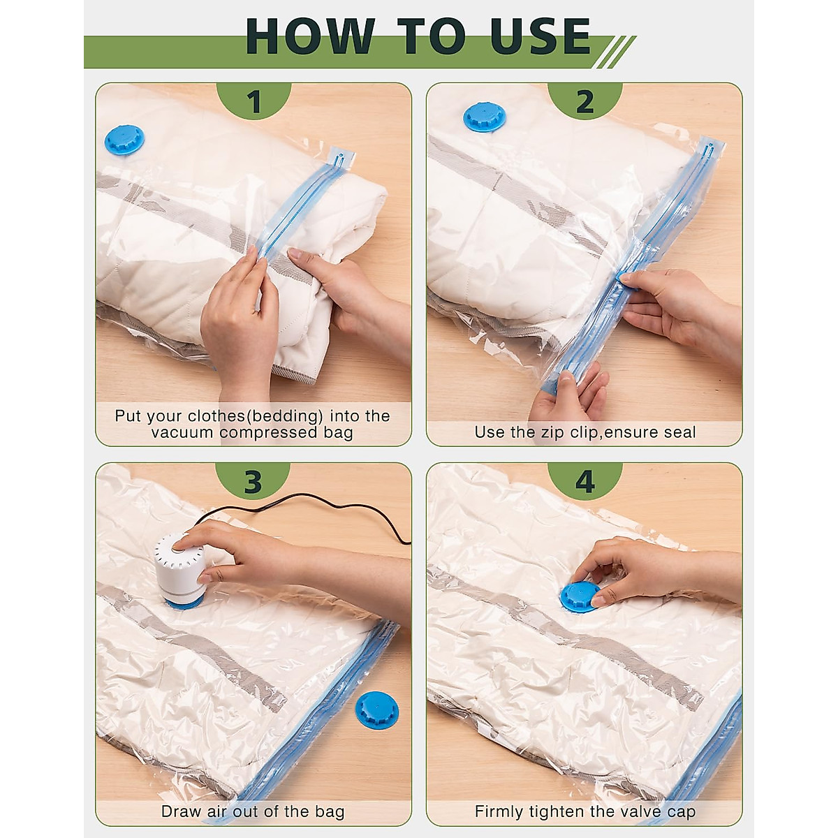 Colemoly Vacuum Storage Bags 18 Pack Space Saver Bag Vacuum Seal Bags for Clothing Travel Moving Blankets Pillows Storage and Organization (5 Jumbo/ 5 Large/ 4 Medium/ 4 Small)