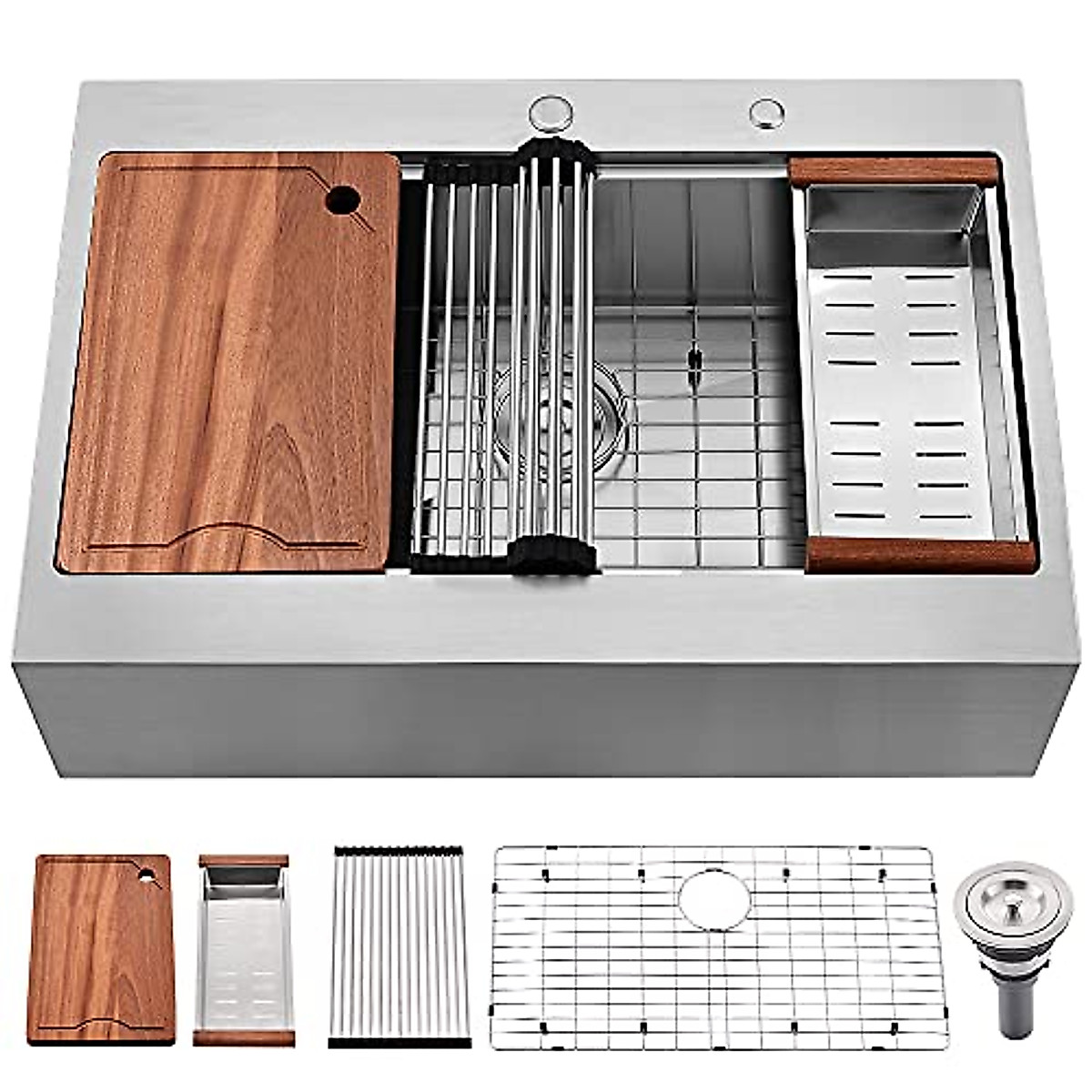 33 Drop In Farmhouse Kitchen Sink Stainless Steel-SOMRXO 33×22 Topmount Workstation Kitchen Sink 16 Gauge Stainless Steel Kitchen Sink Farmhouse Sink 10 Inch Deep Single Bowl Farm Sinks