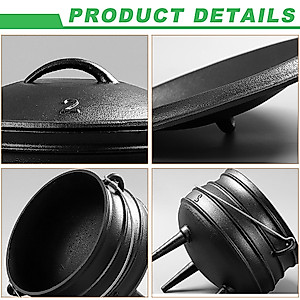 Cauldron Cast Iron 0.8L Witch Cauldron with Lid & Handle Cast Iron Pot with 3 Long Legs Outdoor Cast Iron Cauldron Halloween