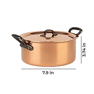 Cuisine Romefort | tinned copper pot with cast iron handles and lid | traditional stockpot made of solid copper | stewpot from France ideal for soups and stews 3.2 qt