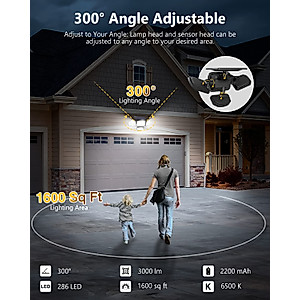 Solar Lights Outdoor Motion Sensor, 286 LED 3000 LM Solar Security Lights with Remote Control, IP65 Waterproof,4 Heads Solar Flood Lights with 3 Modes for Front Door Backyard Garage Deck