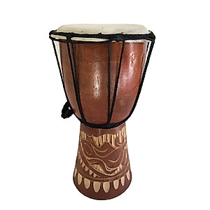 JIVE BRAND Djembe Drum Bongo Congo African Mahogany Wood Drum With Heavy Base Goat Skin Drum Head Hand Carved Professional Quality - 9" High - NOT MADE IN CHINA
