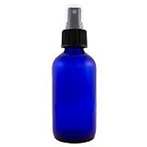 4 fl oz Cobalt Blue Glass Bottle with Black Spray Cap (4 Pack)