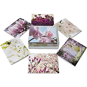 Small World Greetings Spring Blossoms Flower Note Cards 12 Count - Blank Inside with White Envelopes - A2 Size 5.5" x 4.25" - Floral Stationery - Birthday, Thank You, and More