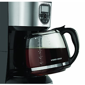 Black+Decker Coffeemaker 12-Cup Programmable Coffee Maker, Silver, CM4000S, Black/Stainless Steel