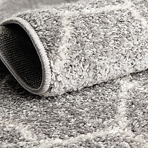 Unique Loom Trellis Frieze Collection Area Rug - Geometric (10' x 13', Light Gray/ Ivory)