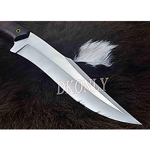 DKONLY-BLADES USA: 15" Custom Handmade D2 Steel Full Tang Hunting Almogovar Camp Knife with Rose Wood Handle & Leather Sheath (AM76)