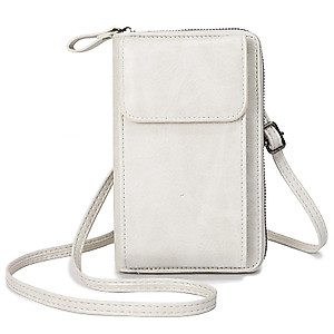 DIVCIDLC Small Crossbody Bag Cell Phone Purse Wallet Mini Shoulder Bag Wristlet Card Clutch Handbag for Women with Credit Card Holder Slots, Offwhite