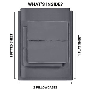 Utopia Bedding Sheets Set Full Grey with Mattress Pad Full Quilted Fitted (Pack of 5)