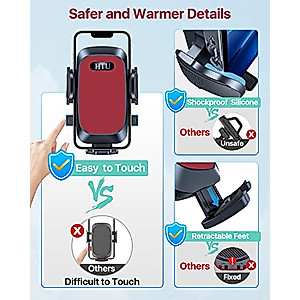 HTU Car Phone Holder Mount [Patent & Safety Certs] [Military Steel Clip & Super Suction Cup] Universal 3 in 1 Cell Phone Holder for Car Dashboard Windshield Vent Car Mount for iPhone Samsung Google