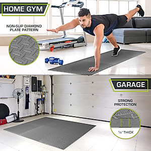 ProsourceFit Puzzle Exercise Mat ½ in, EVA Interlocking Foam Floor Tiles for Home Gym, Mat for Home Workout Equipment, Floor Padding for Kids, Grey, 24 in x 24 in x ½ in, 24 Sq Ft - 6 Tiles
