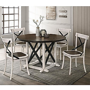 Furniture of America Knix Rustic Wood Dining Chair in Antique White (Set of 2)