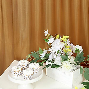 Efavormart 8ftx10ft Gold Satin Curtain Panel Backdrop Drapes, Photo Booth Backdrop with Rod Pocket