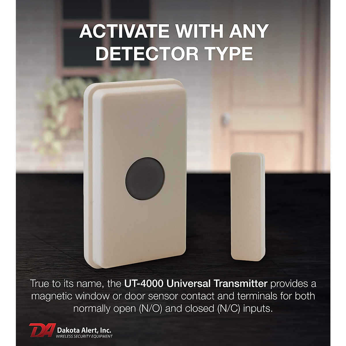 Dakota Alert UT-4000, Universal Transmitter for Wireless Home Security & Doorbell-1 Mile Long Range, Compatible with 4000 Series Receiver, Driveway Alarms Wireless, Mailbox Alert, Weatherproof Sensor