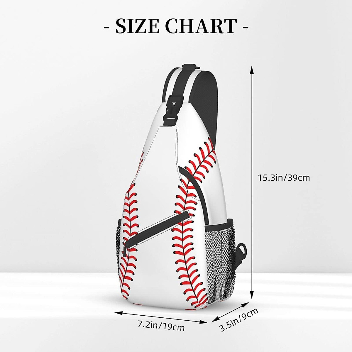 SURERUIM Baseball Sling Bag for Women Men Crossbody Shoulder Backpack Baseball Red Stitches on a White Background Chest Bags Cute Sports Ball Print Gym Bag Casual Travel Hiking Daypack