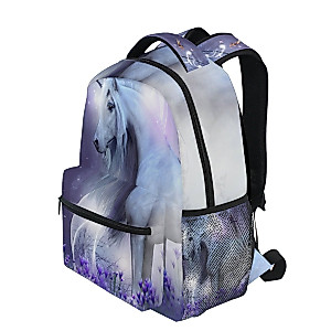 ZZKKO Fantasy Forest Animal Unicorn Boys Girls School Computer Backpacks Book Bag Travel Hiking Camping Daypack