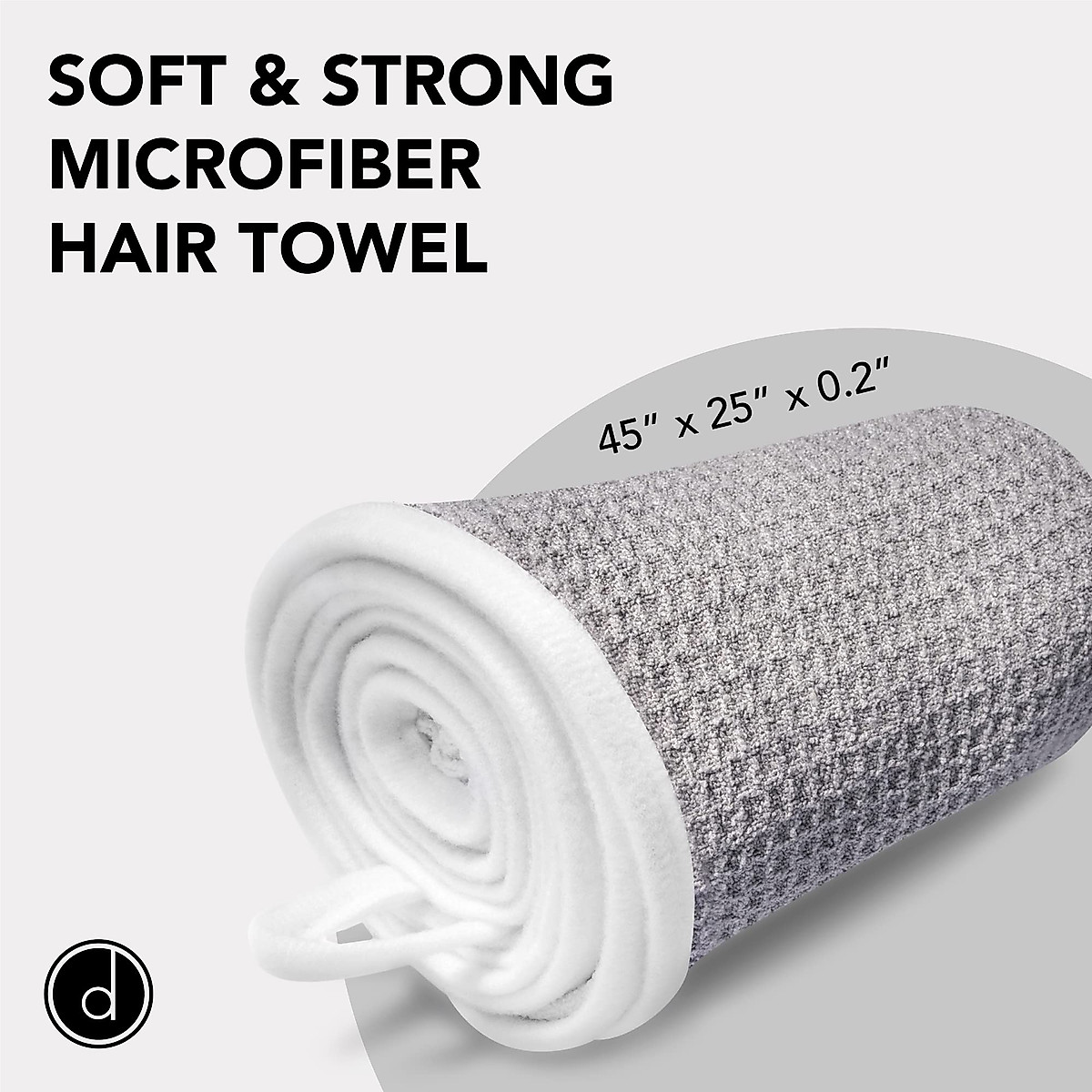 Microfiber Hair Towel Wrap for Women - Extra Large 45 x 25" Hair Towels for Long Hair – Anti Frizz Breathable Quick Dry Towel for Wet, Curly, Straight, with Elastic Loop - Waffle Knit Towels - Grey