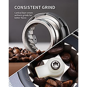 SHARDOR Conical Burr Coffee Grinder Electric for Espresso with Precision Electronic Timer, Touchscreen Adjustable Coffee Bean Grinder with 51 Precise Settings, Brushed Stainless Steel